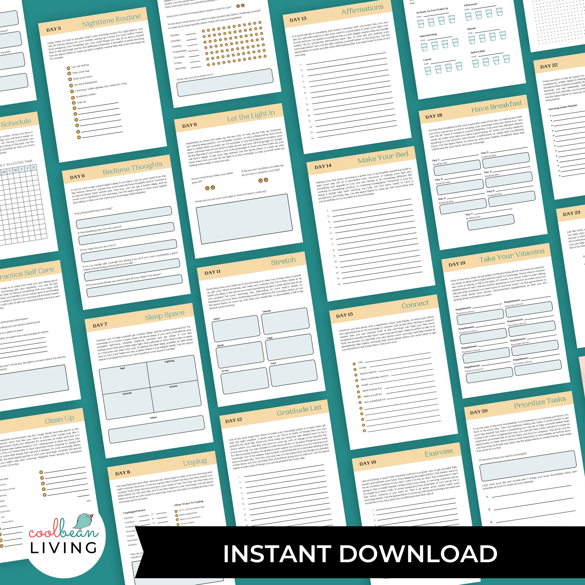 Morning Routine Challenge Printable Win the Day Workbook - Etsy