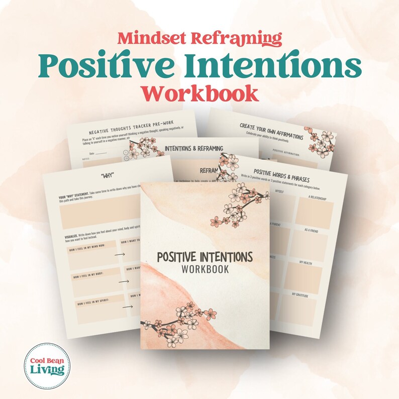 Positive Intentions Workbook With Printable Mindset Reframing Worksheets and Affirmations - Etsy