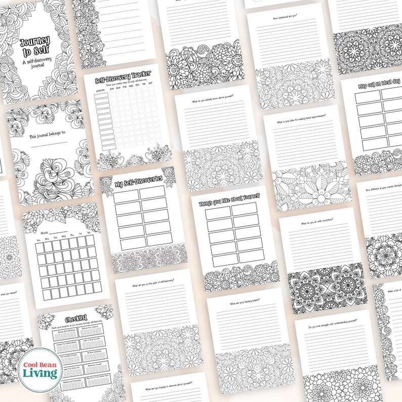 Self-discovery Guided Coloring Journal | Printable Prompts for Inner ...