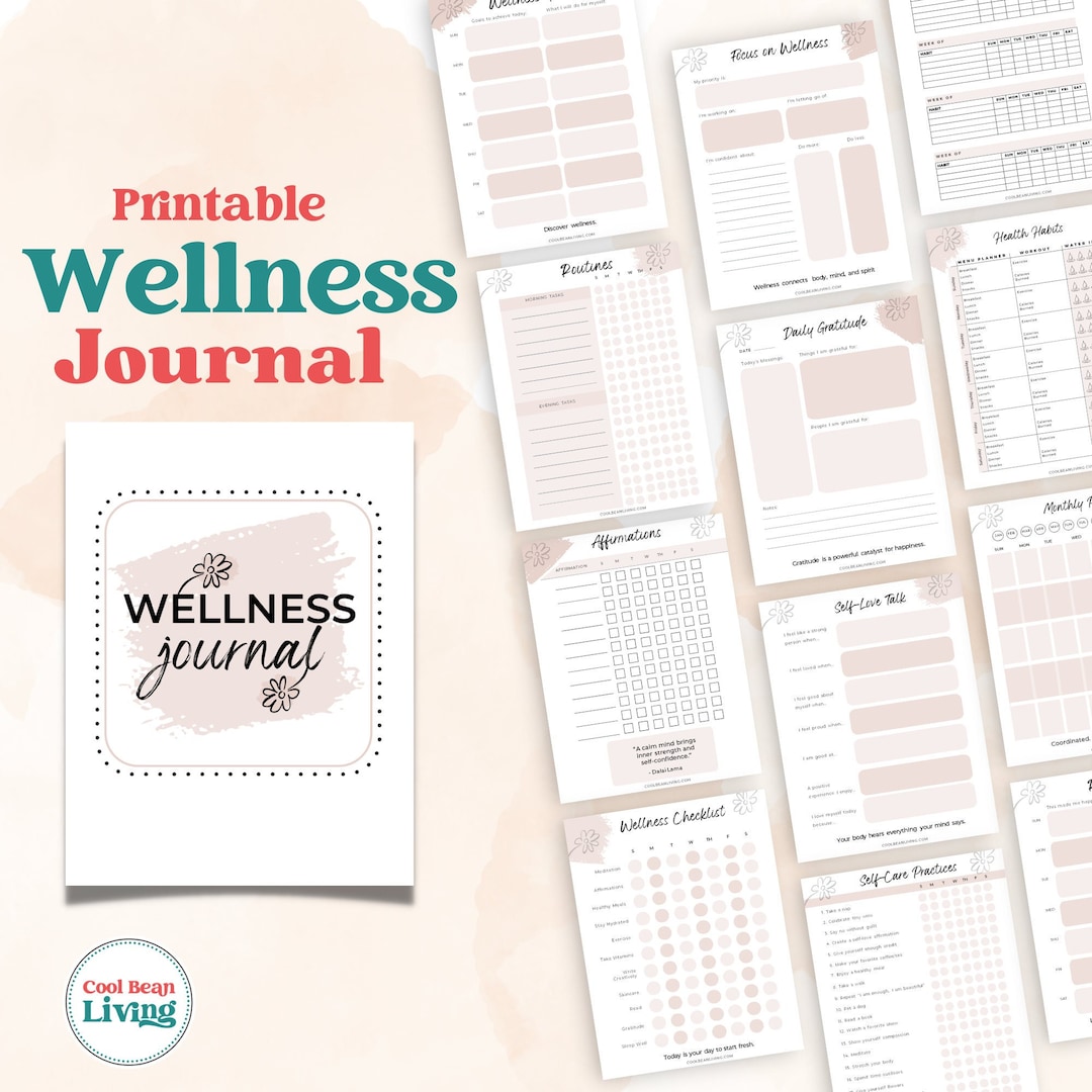 Printable Wellness Journal | Self-care Planner | Wellness Habit ...