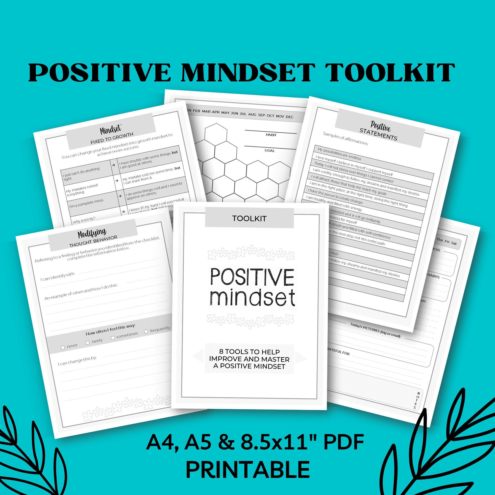 Printable Positive Mindset Bundle Growth Mindset Toolkit - Etsy