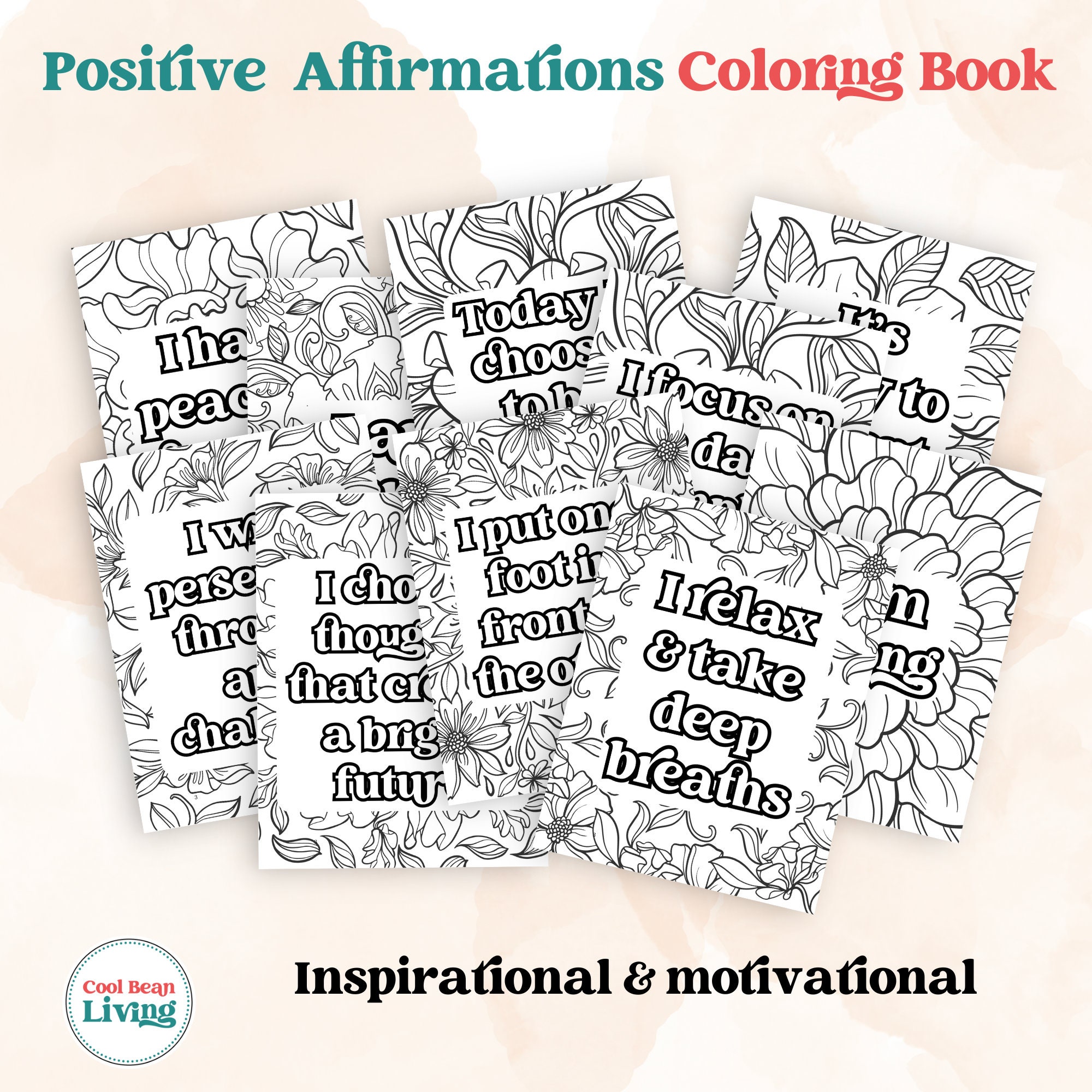 Positive Affirmations Coloring Book | Adult Color Pages for ...