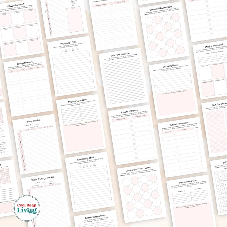 Burnout Recovery Workbook | Printable Stress Management Worksheets for ...