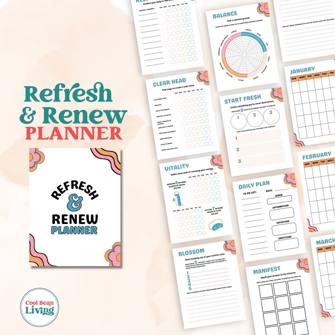 Printable Refresh and Renew Personal Growth Planner | Rejuvenate Your ...
