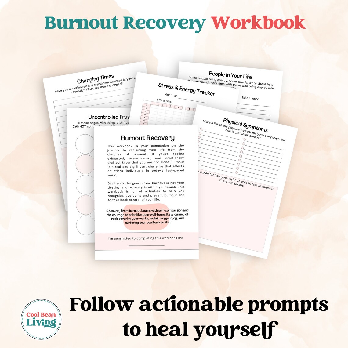 Burnout Recovery Workbook | Printable Stress Management Worksheets for ...