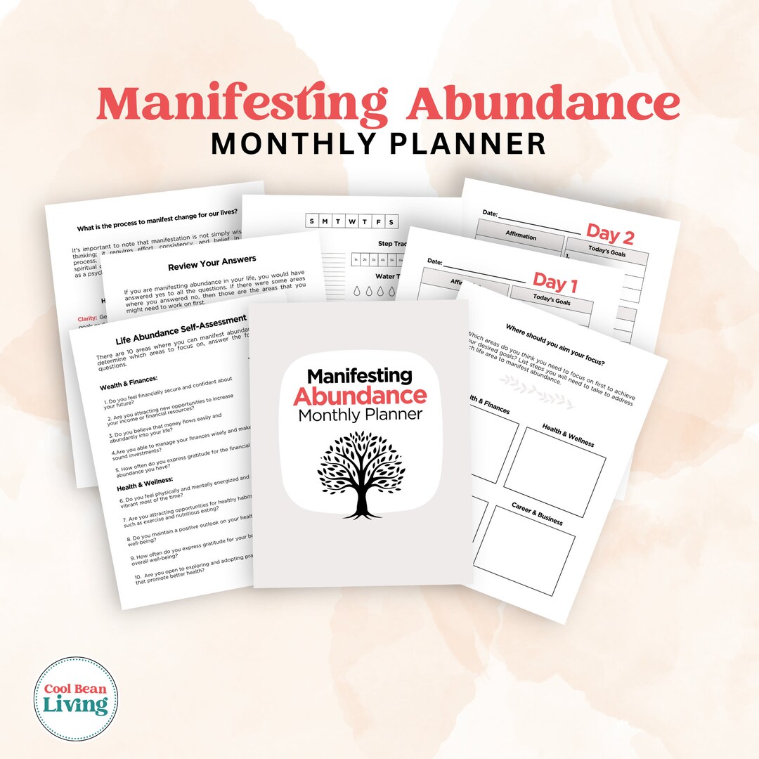 Printable Manifesting Life Abundance Monthly Planner | Manifest Your ...