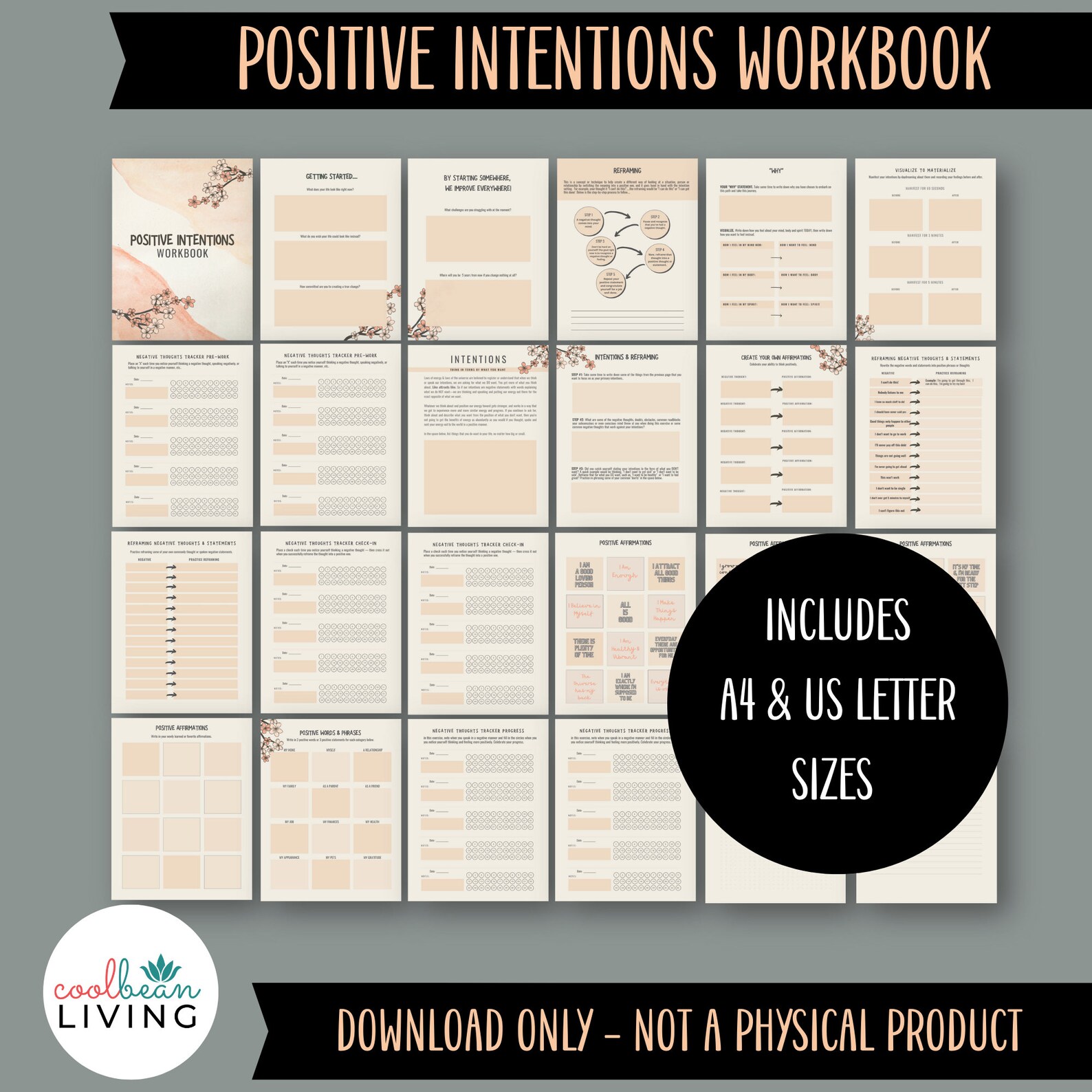 Positive Intentions Workbook With Printable Mindset Reframing ...