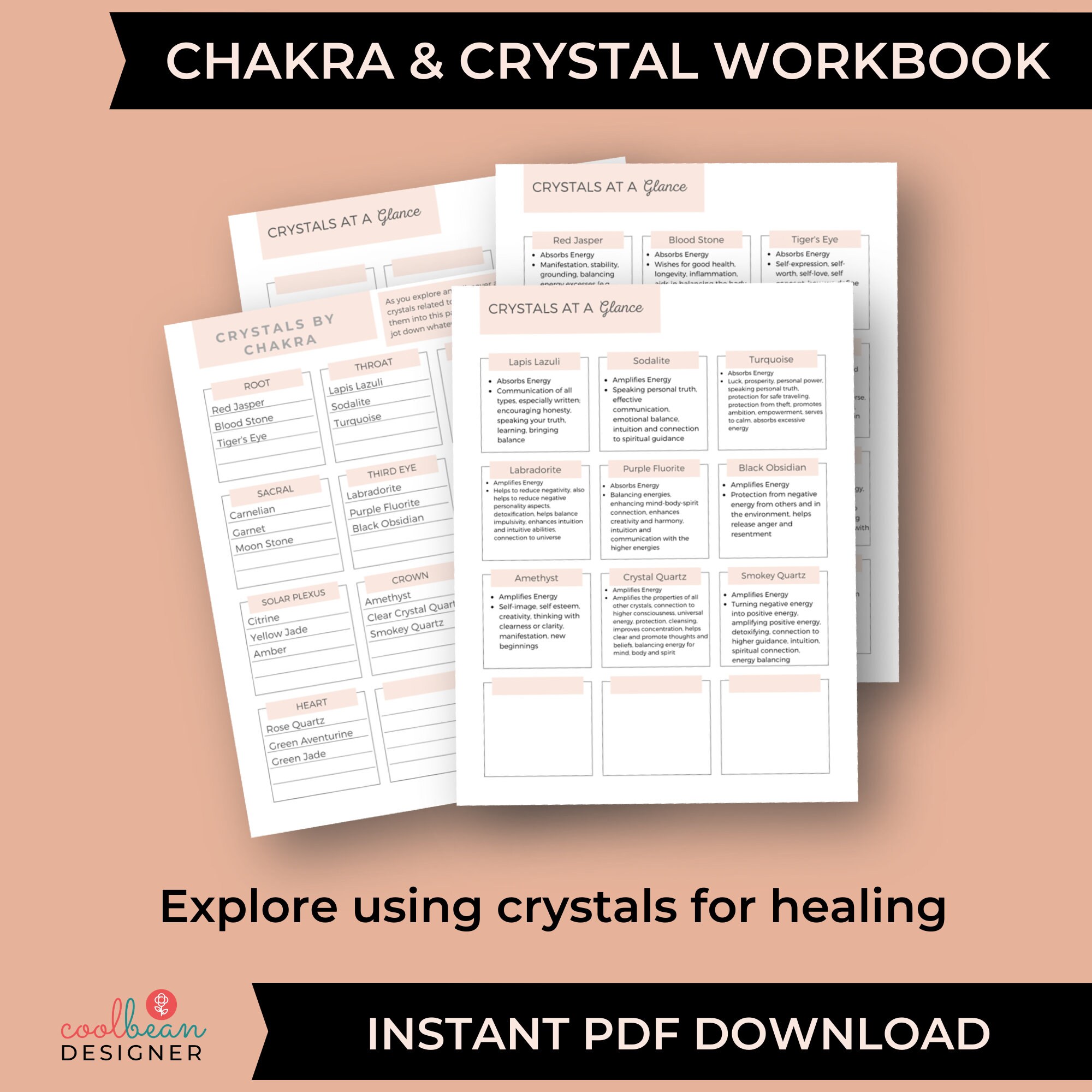Beginners Chakra & Crystal Healing Workbook | Printable Visualization ...
