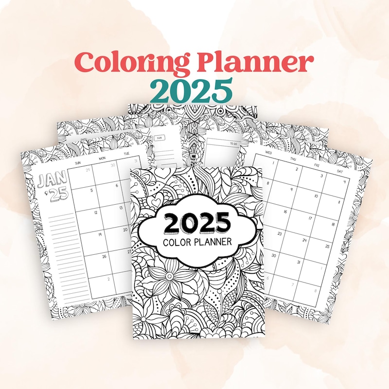Coloring Printable 2025 Calendars - Etsy Canada