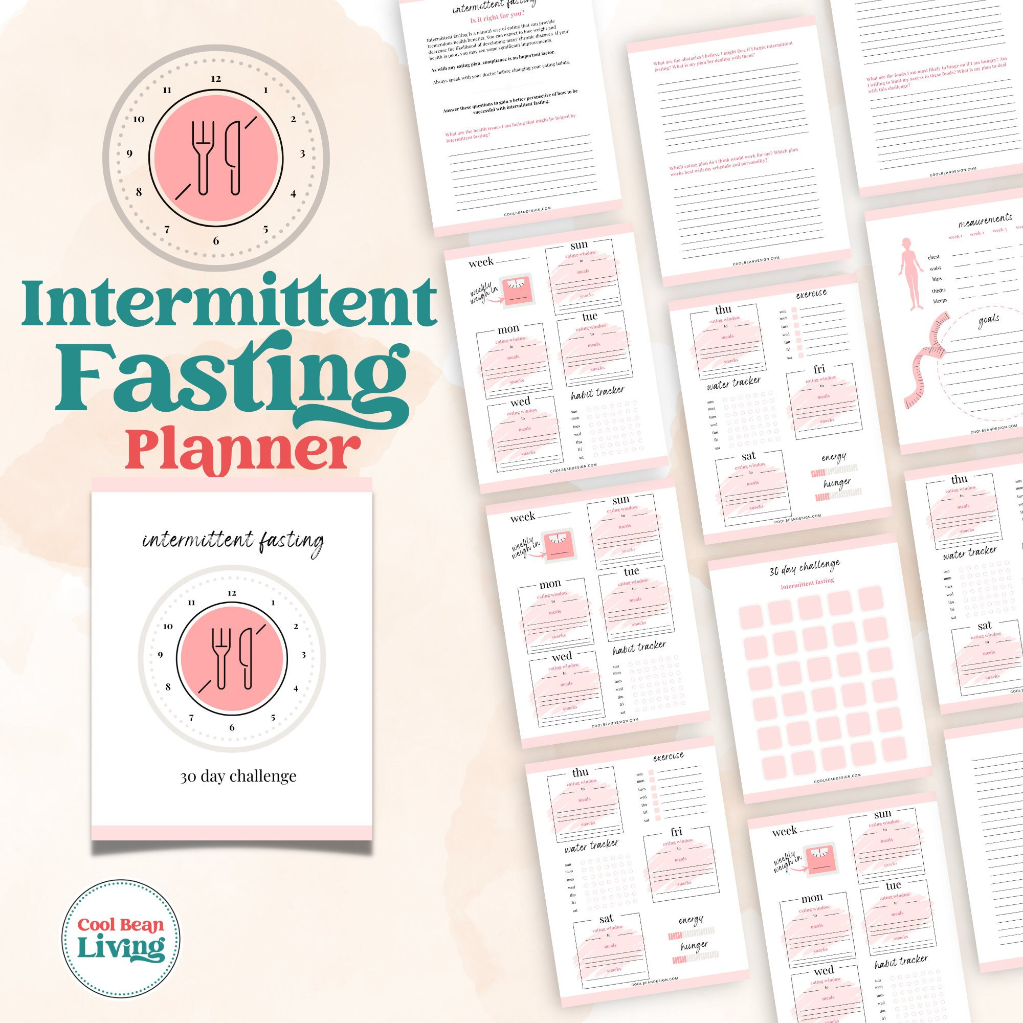 Intermittent Fasting Planner | Printable Fasting Lifestyle Organizer ...