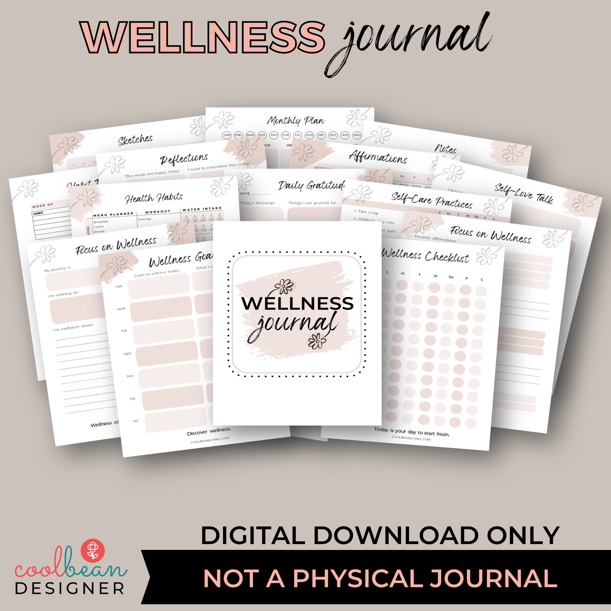 Printable Wellness Journal Self-care Planner Wellness Habit Tracking ...