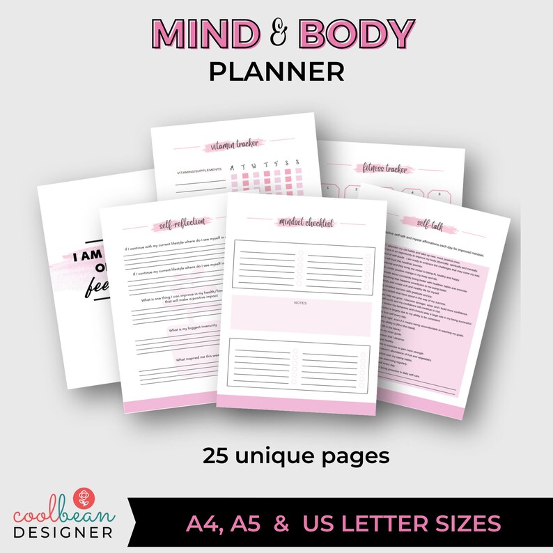 Mind and Body Planner Printable Self-care Goal Journal Wellness ...