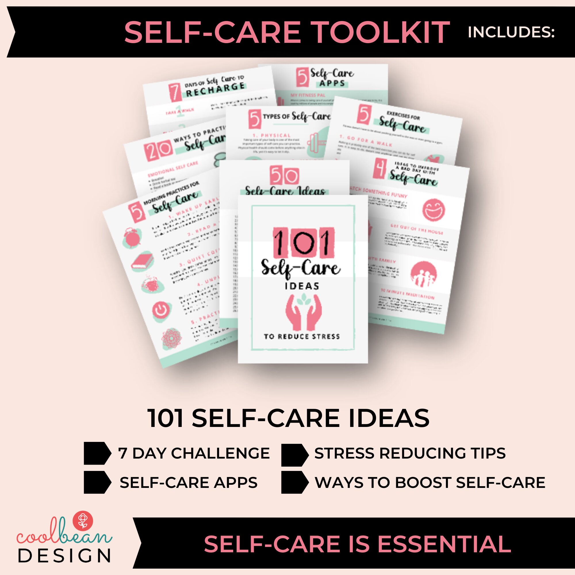 Self-care Printable Toolkit Self Care Journal, Planner, Workbook Bundle ...