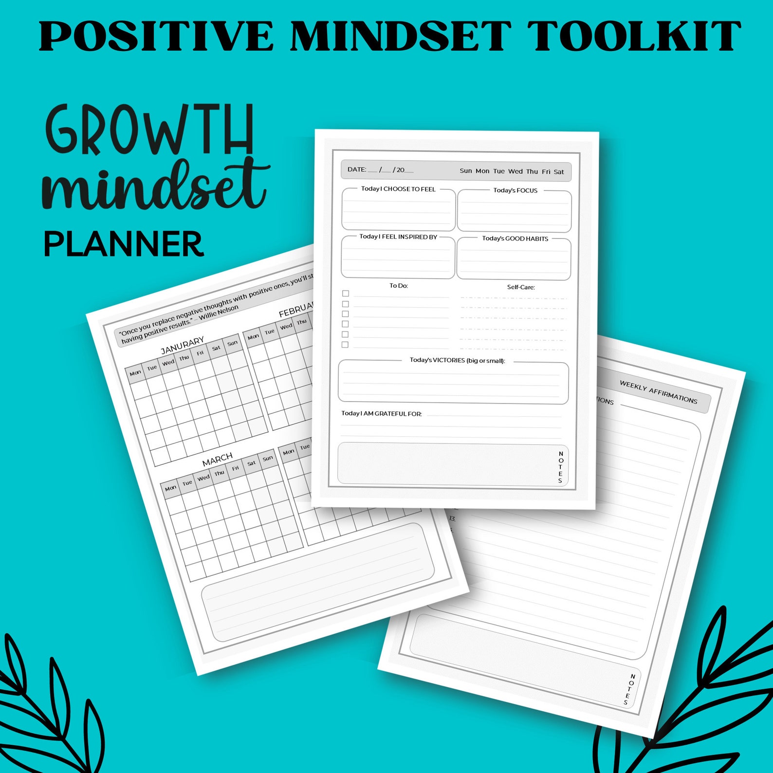 Printable Positive Mindset Bundle Growth Mindset Toolkit - Etsy