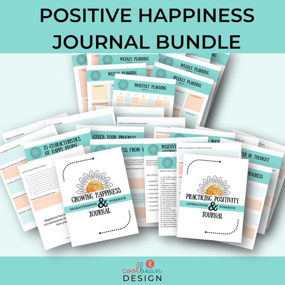 Printable Positive Happiness Bundle | Workbook, Journal & Planner to ...