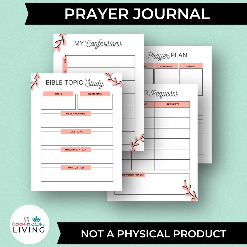 Printable Devotional Prayer Journal | Christian Scripture Bible Study ...