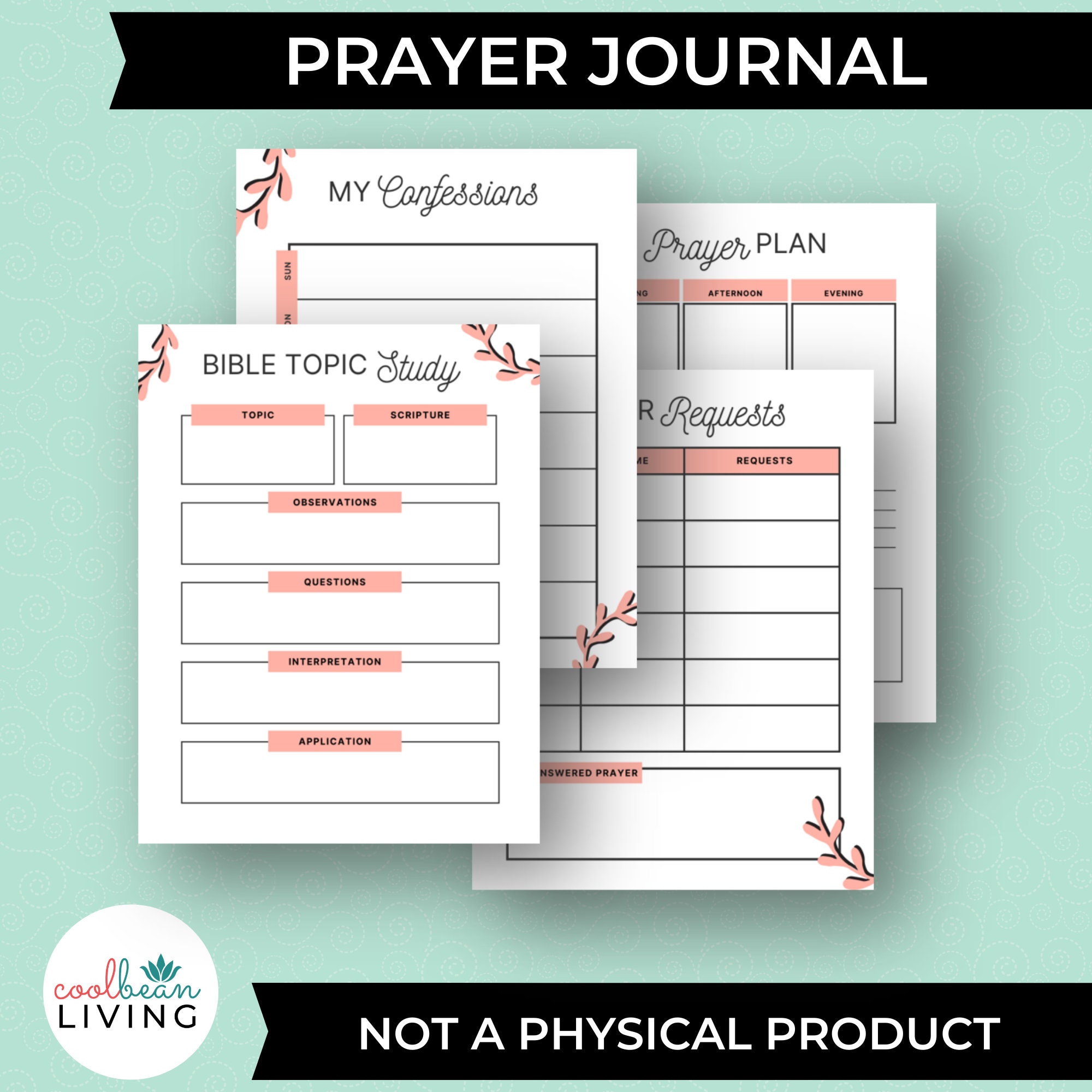 Printable Devotional Prayer Journal Christian Scripture Bible Study and ...