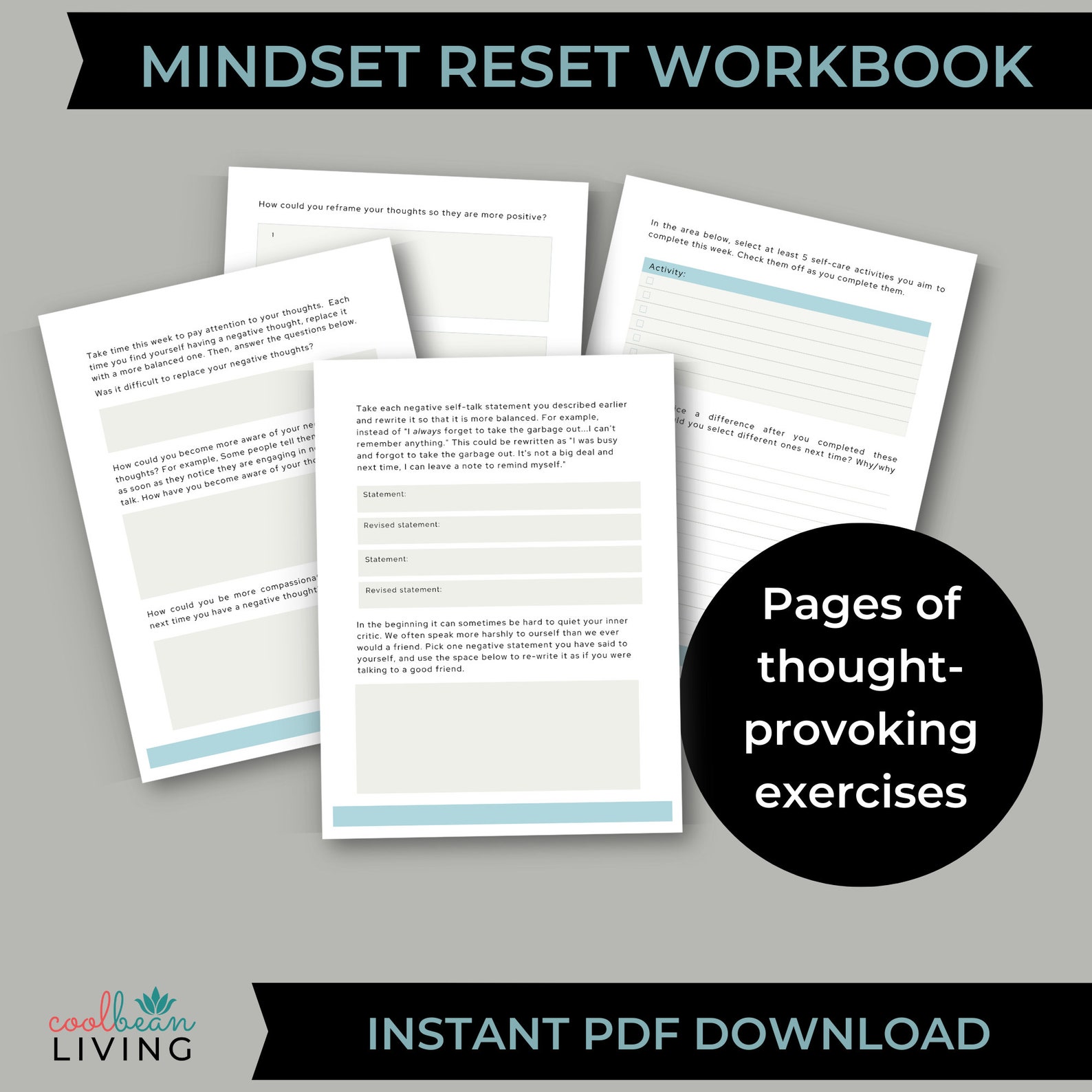 Printable Mindset Reset Workbook | Mindset Makeover for Personal Growth ...