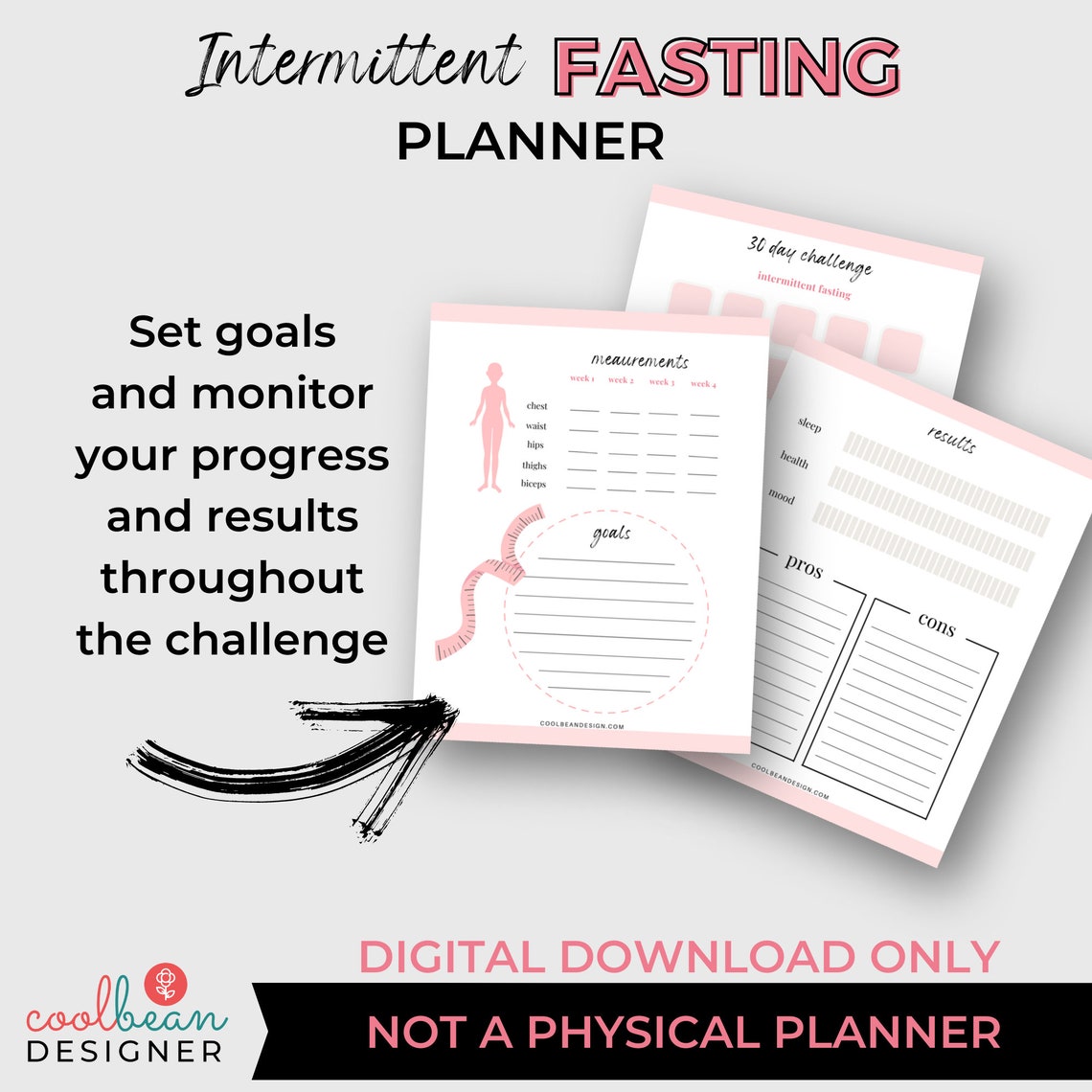 Intermittent Fasting Planner | Printable Fasting Lifestyle Organizer ...