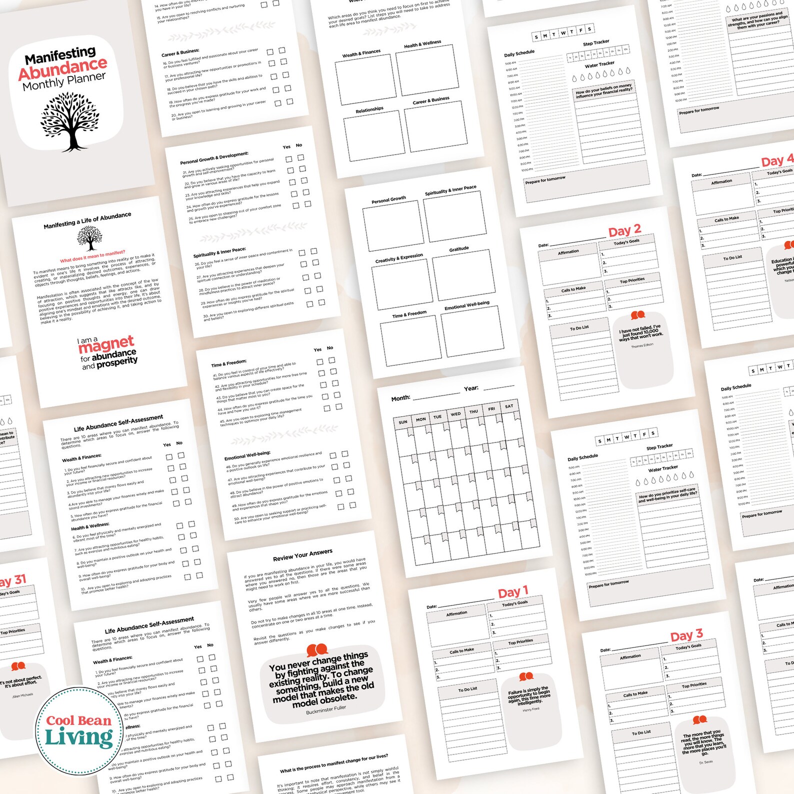 Printable Manifesting Life Abundance Monthly Planner | Manifest Your ...