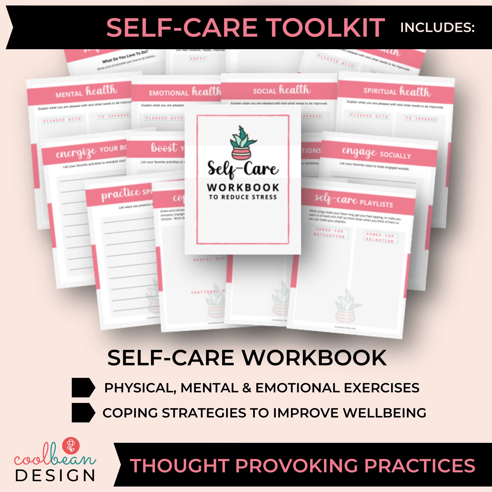 Self-care Printable Toolkit Self Care Journal, Planner, Workbook Bundle ...