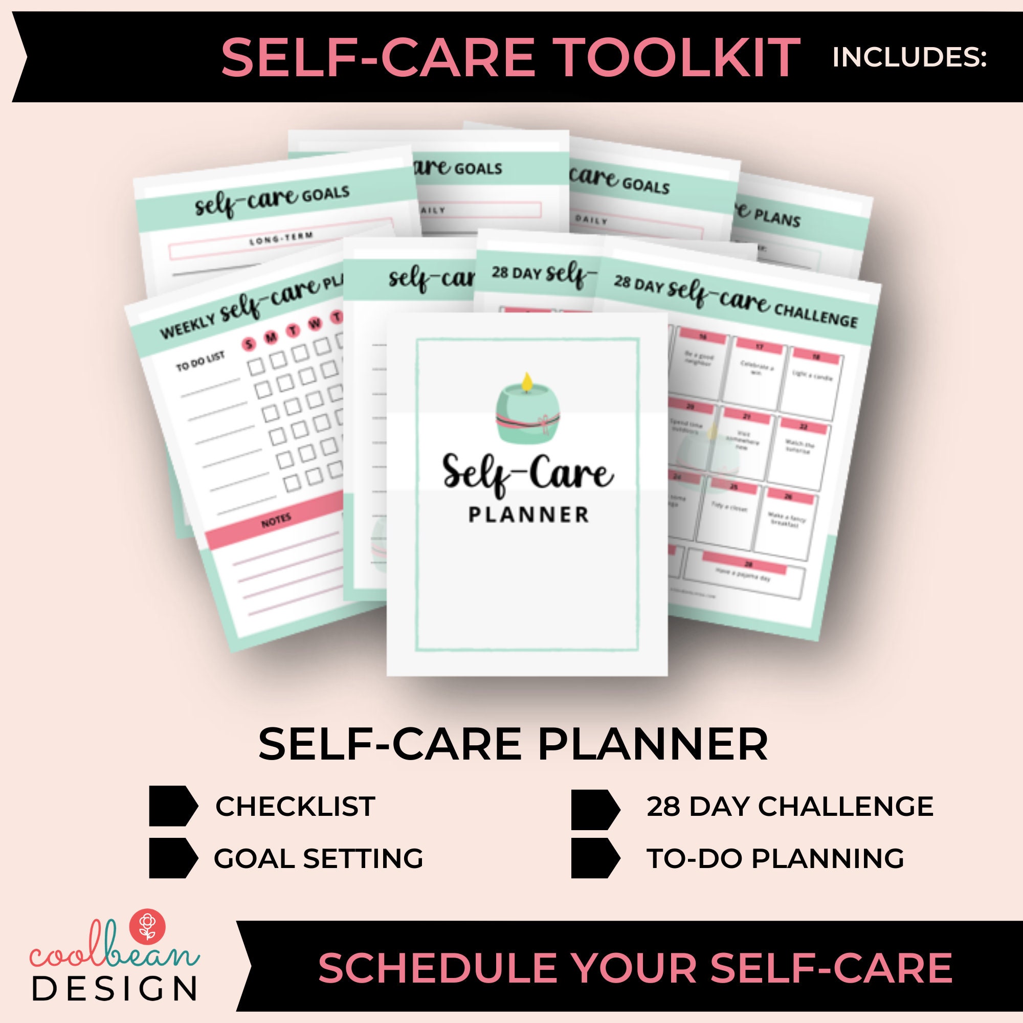 Self-care Printable Toolkit Self Care Journal, Planner, Workbook Bundle ...