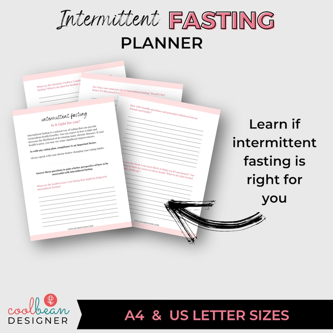 Intermittent Fasting Planner | Printable Fasting Lifestyle Organizer ...