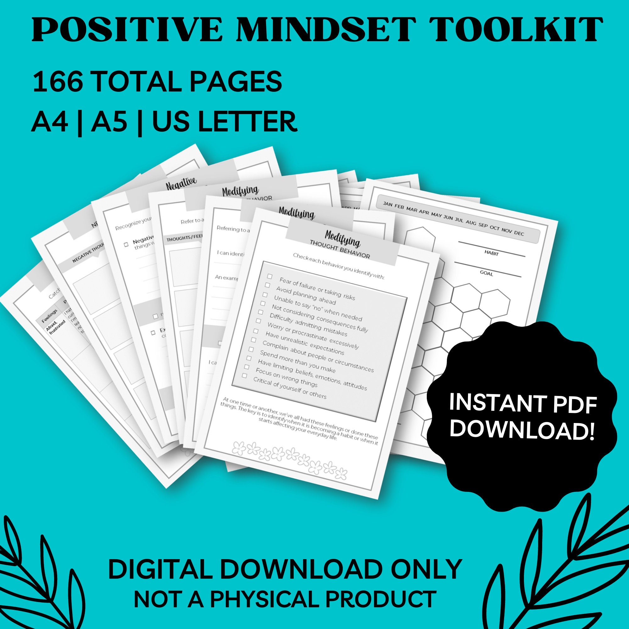 Printable Positive Mindset Bundle Growth Mindset Toolkit - Etsy
