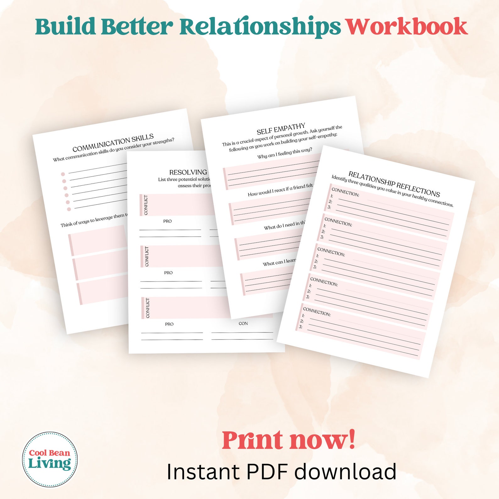 Improving Relationships Workbook | Printable Worksheets for Building ...