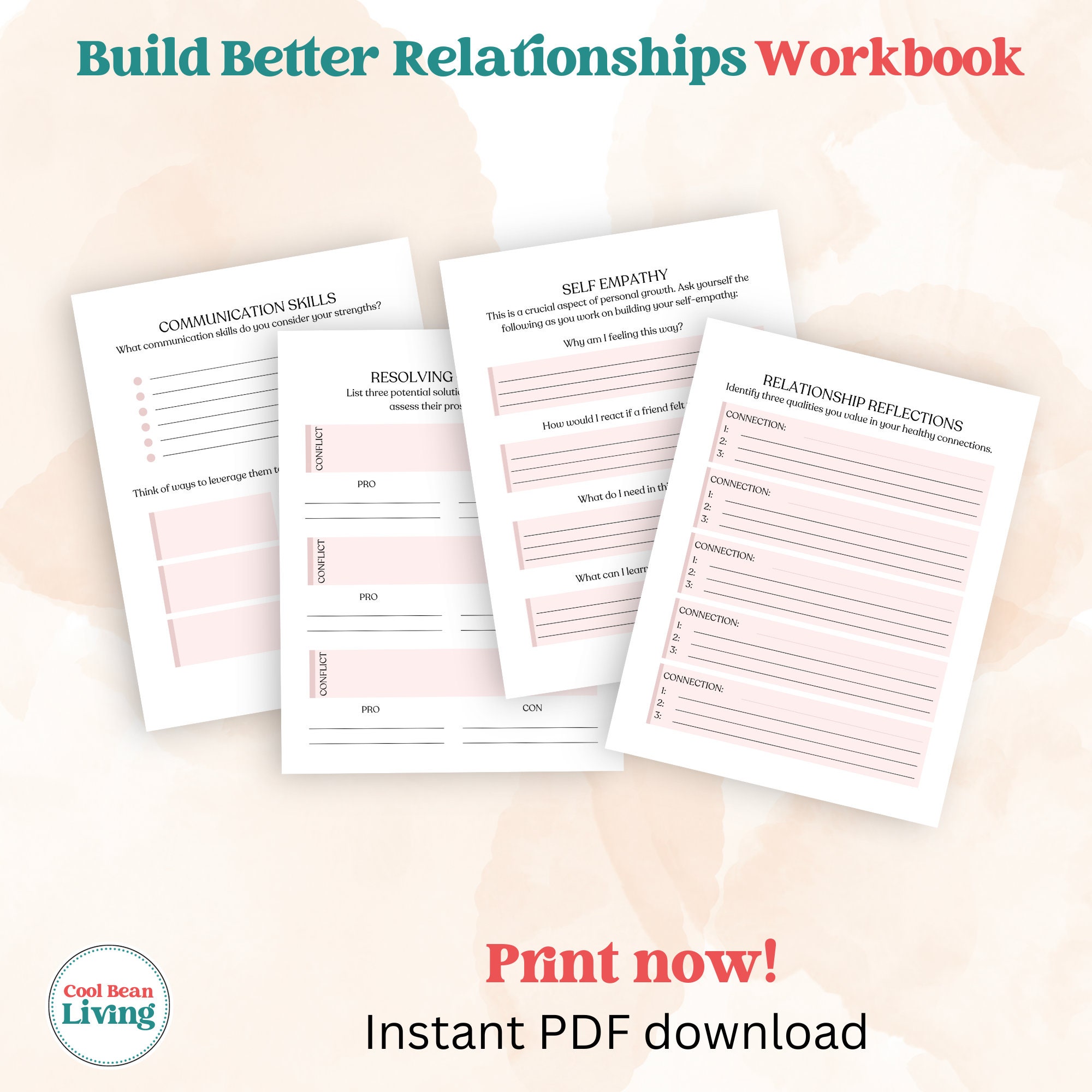 Improving Relationships Workbook | Printable Worksheets for Building ...