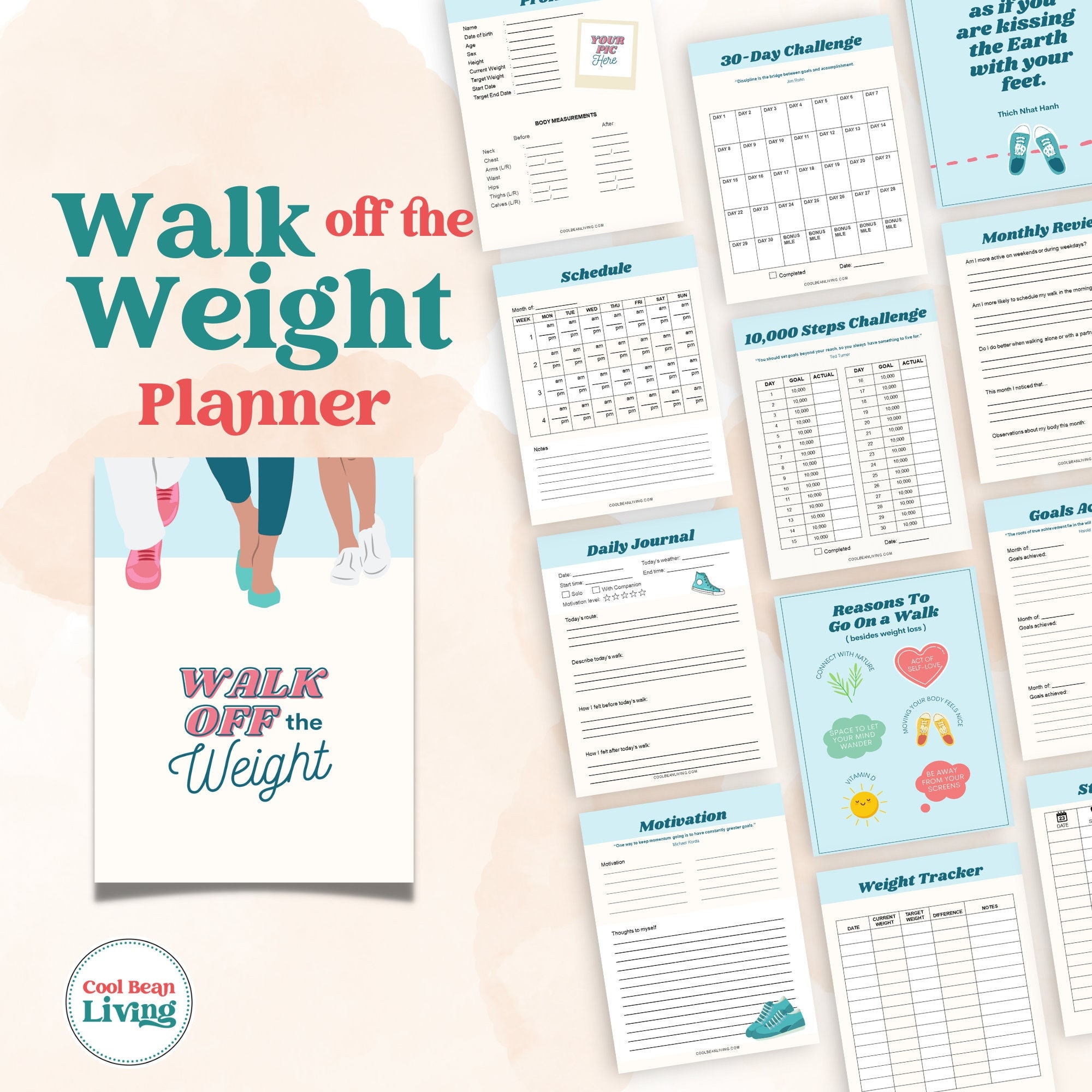 Walk off the Weight Planner | Printable Weight Loss Tracker | Walking ...