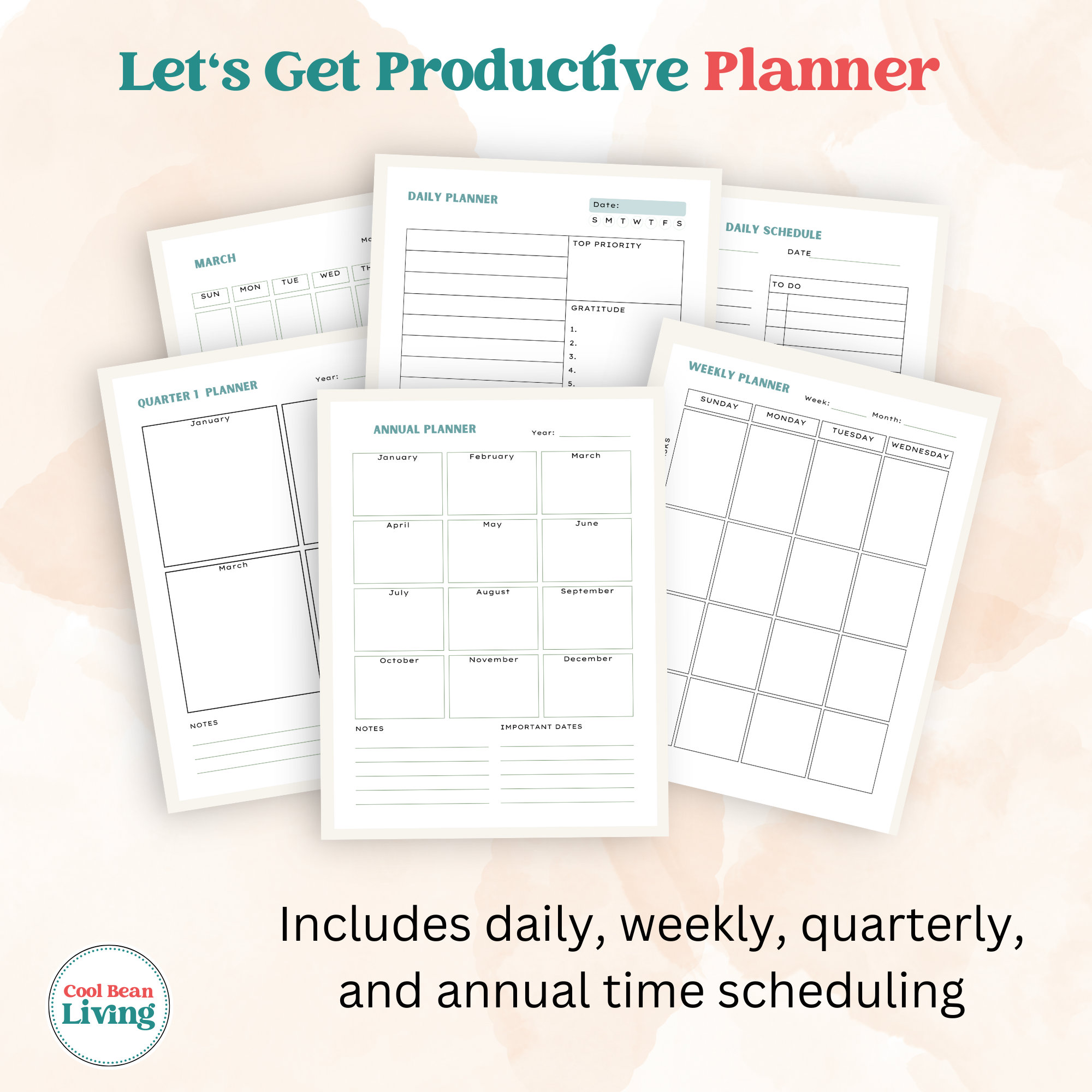 Printable Productivity Planner Time Management Tracking Daily and ...