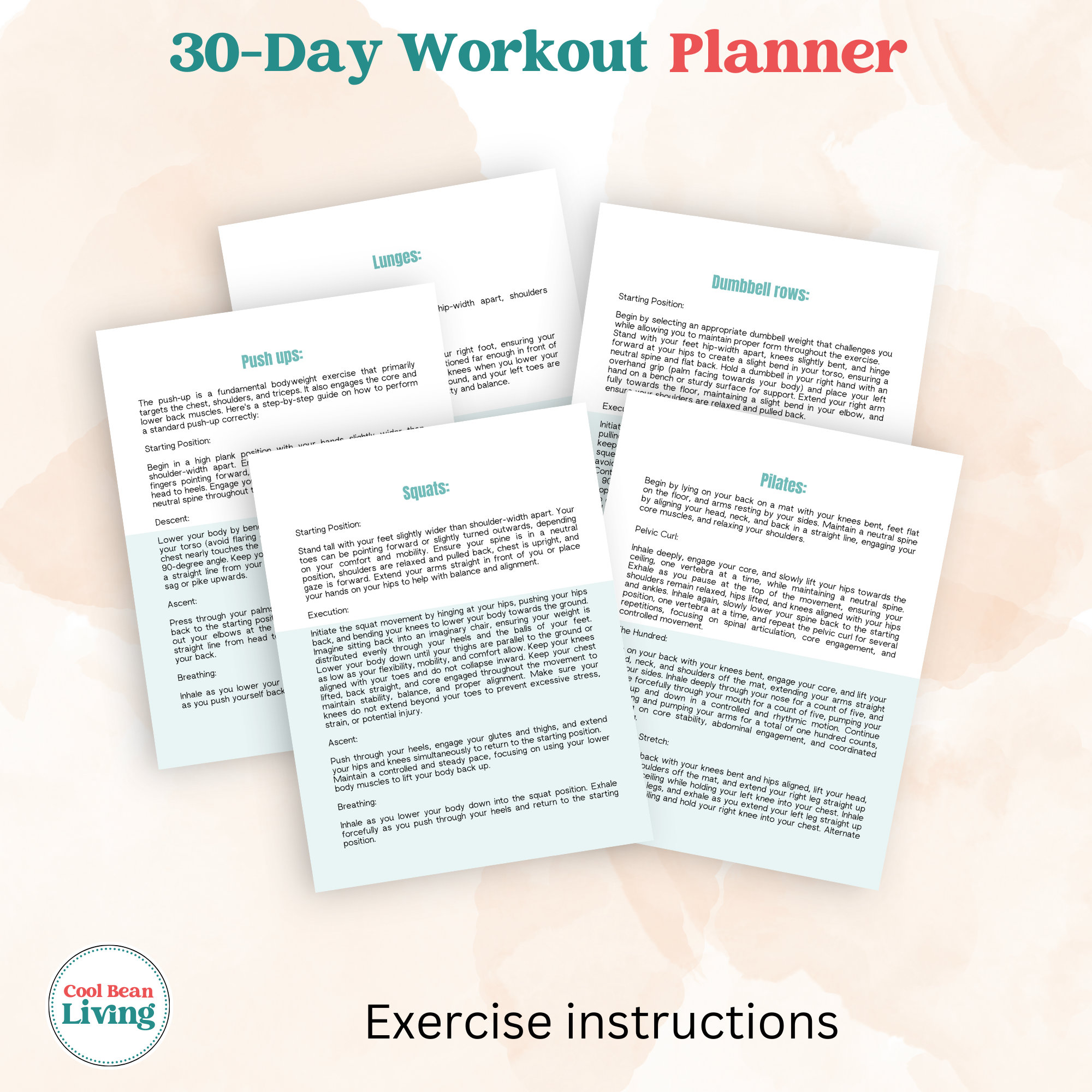 Printable Workout Planner 30-day Fitness Challenge Exercise Plan - Etsy