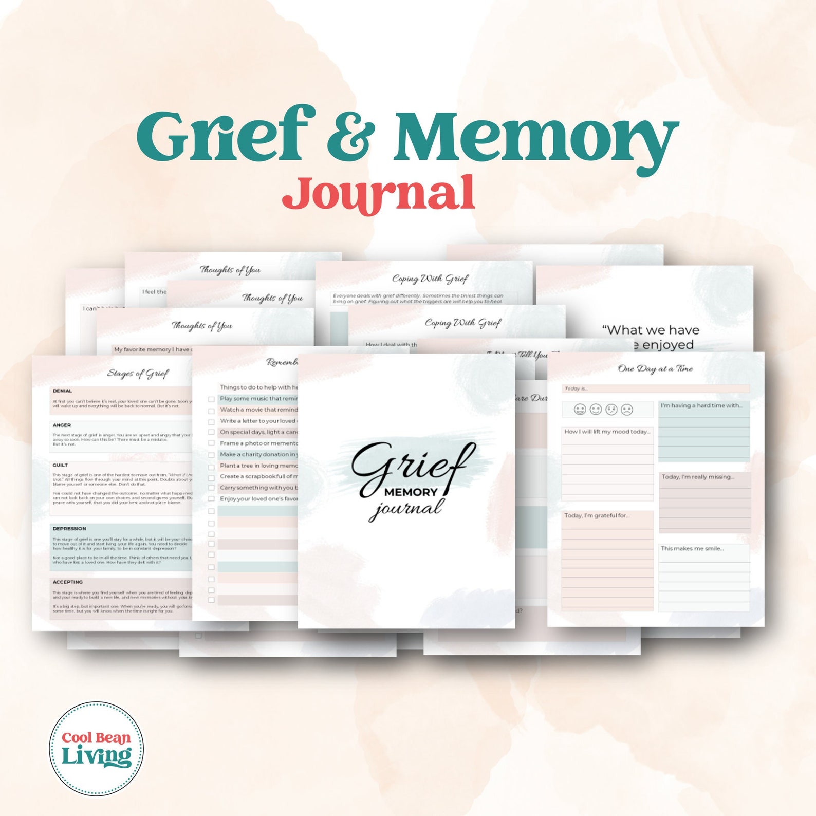 Grief Journal Printable | Bereavement Therapy | Grief and Loss | Memory ...