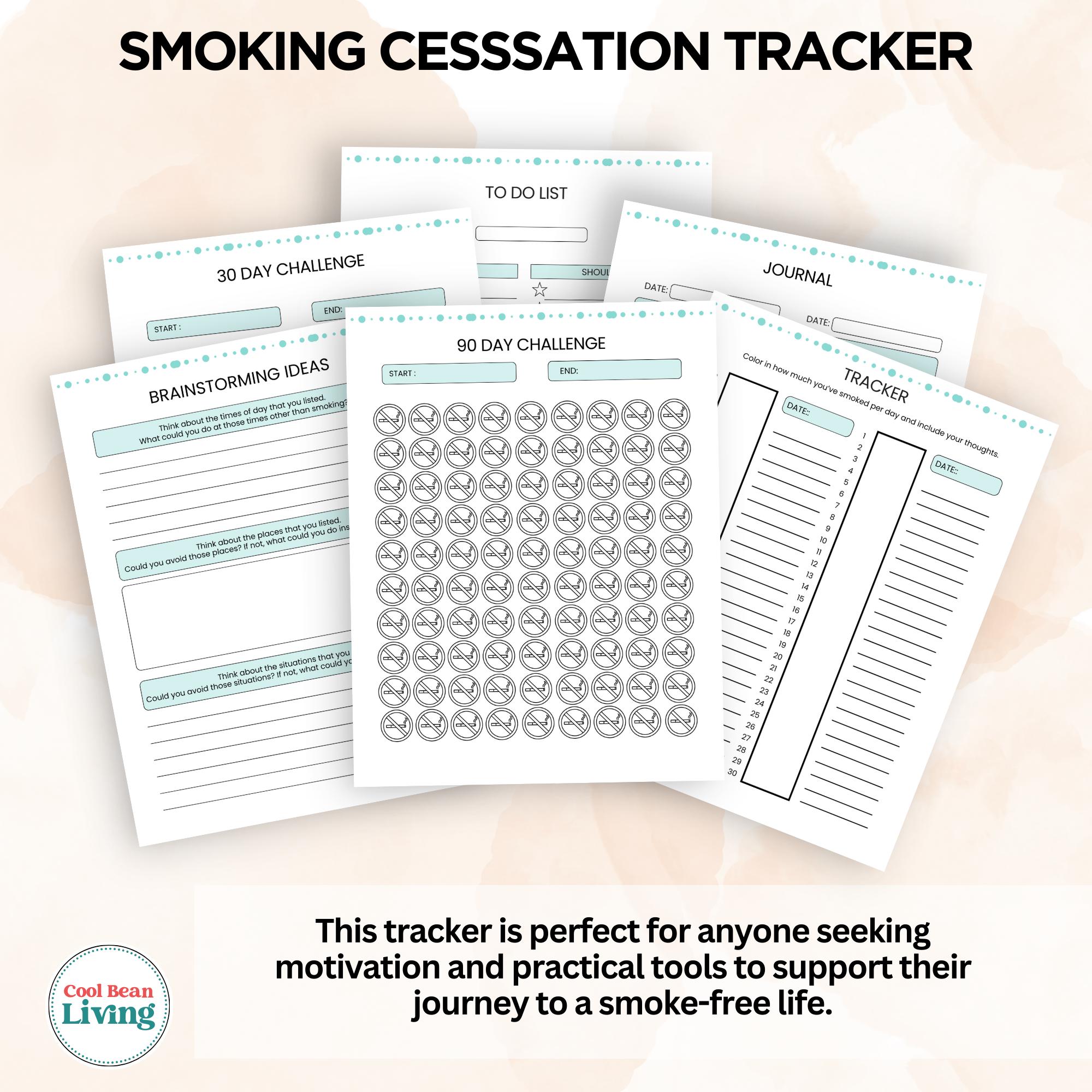 Printable Smoking Cessation Tracker | Stop Smoking Challenge Journal ...