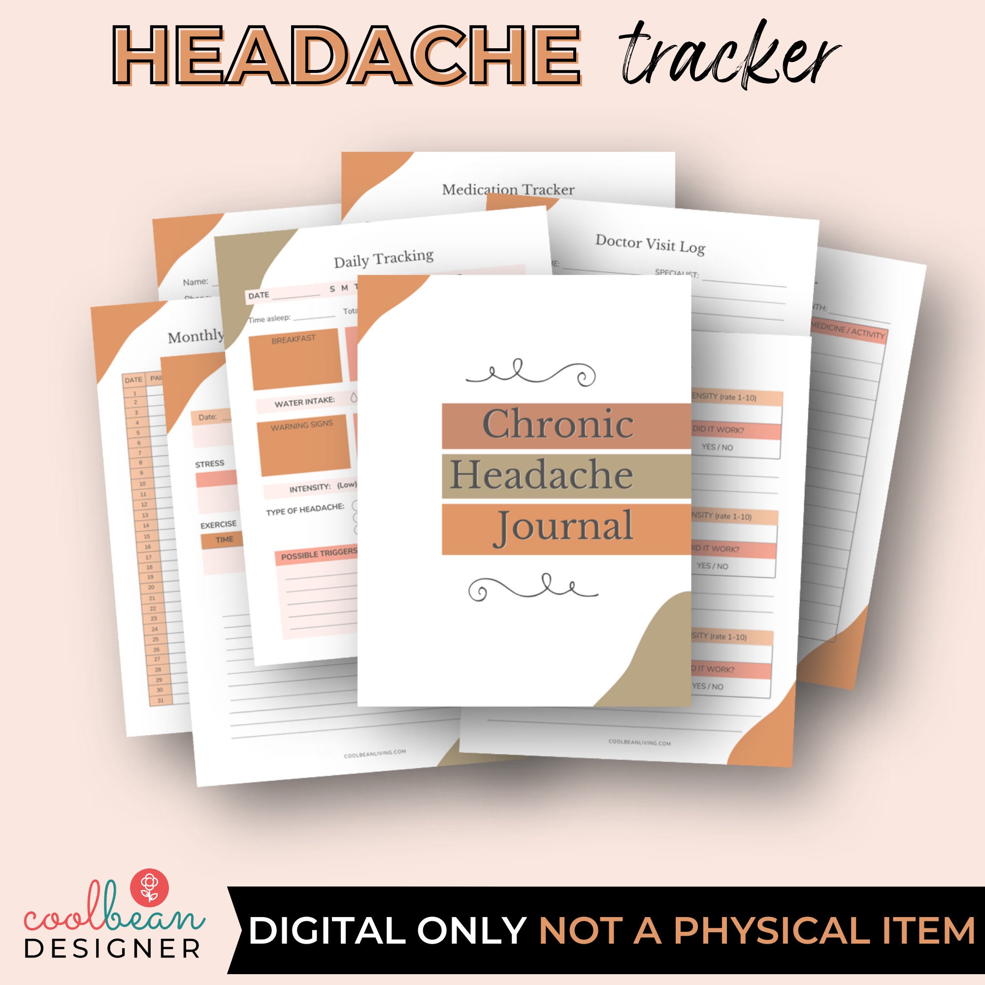Chronic Headache Tracker | Printable Migraine Journal | Pain Tracking ...