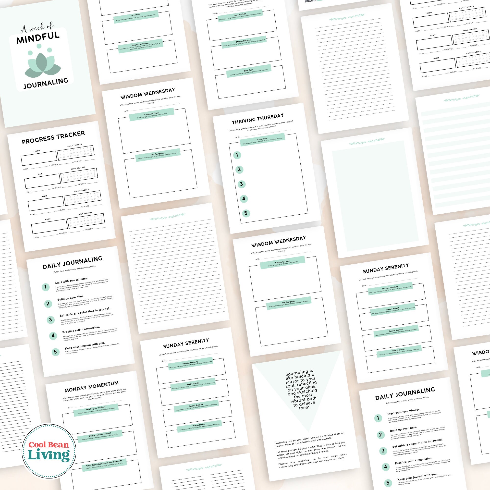 A Week of Mindful Journaling Printable 7-day Mindfulness Prompted ...
