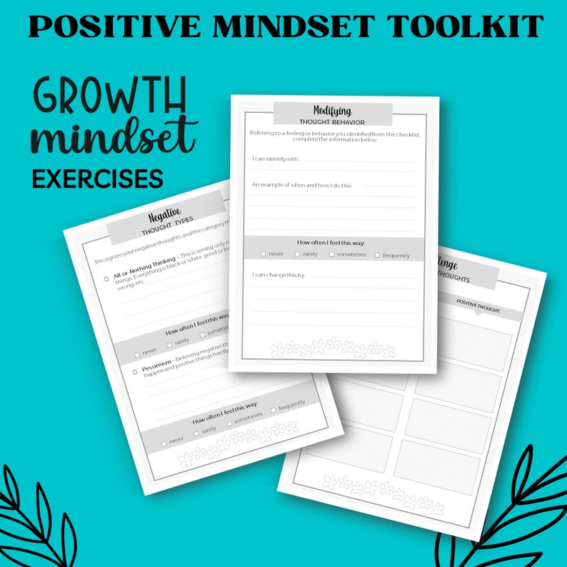Printable Positive Mindset Bundle Growth Mindset Toolkit - Etsy