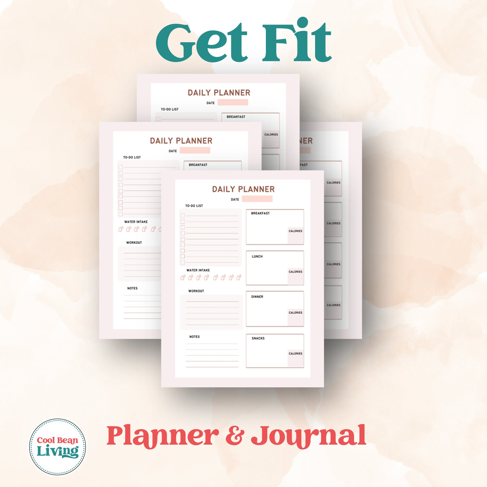 Get Fit Planner and Journal | Printable Health and Fitness Goal Setting and Tracking - Etsy