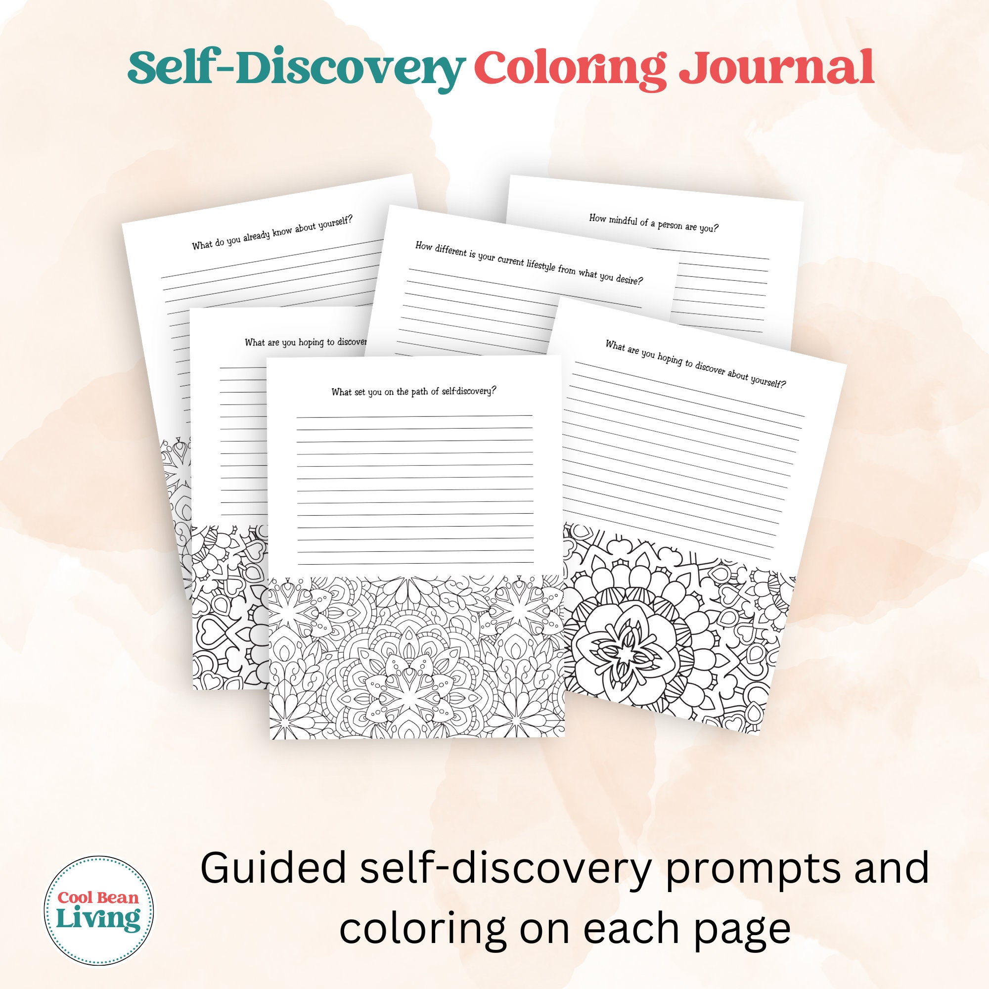 Self-discovery Guided Coloring Journal | Printable Prompts for Inner ...