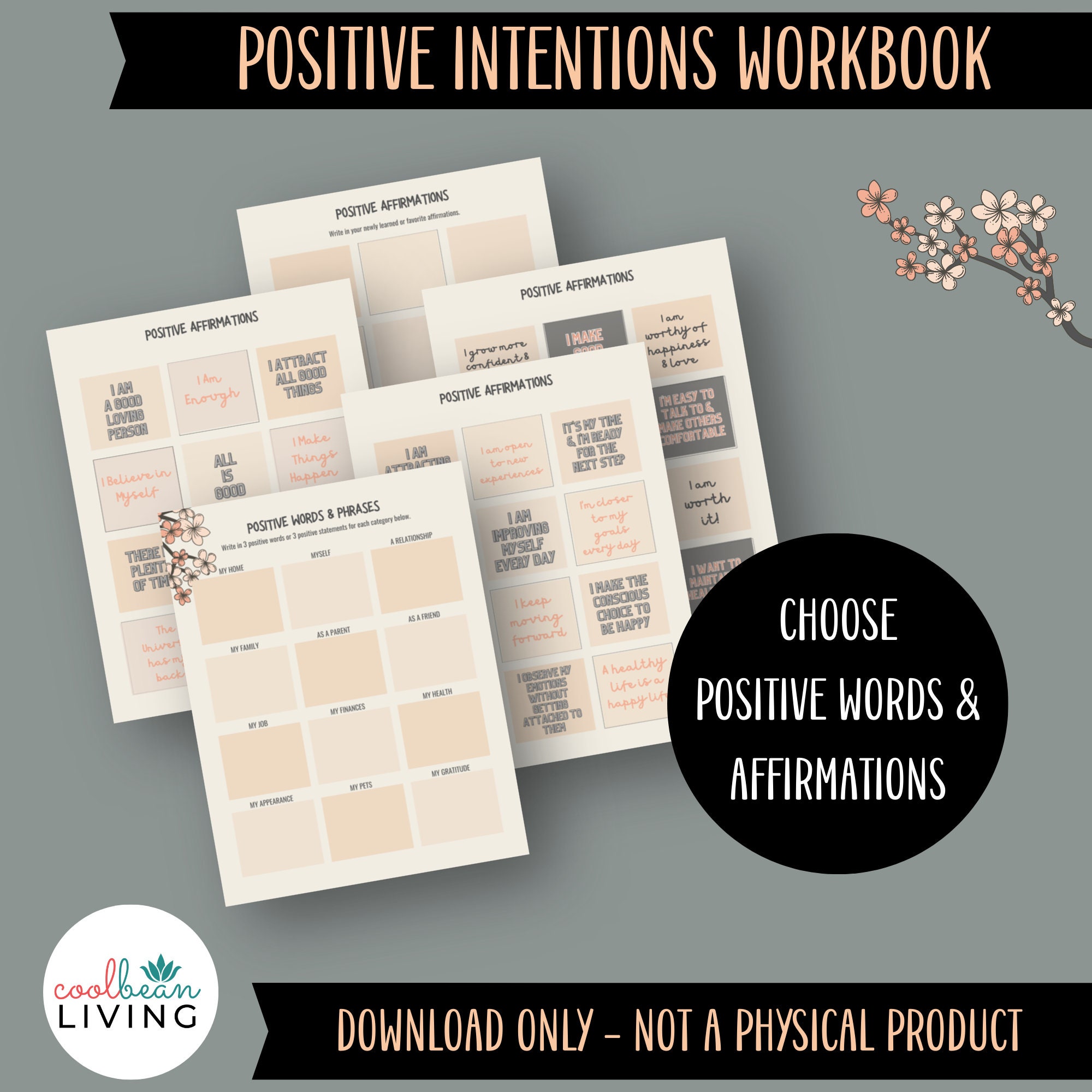 Positive Intentions Workbook With Printable Mindset Reframing ...