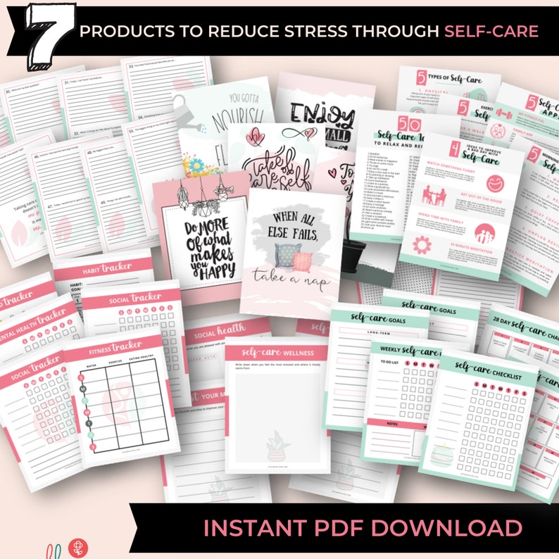 Self-care Printable Toolkit Self Care Journal, Planner, Workbook Bundle ...