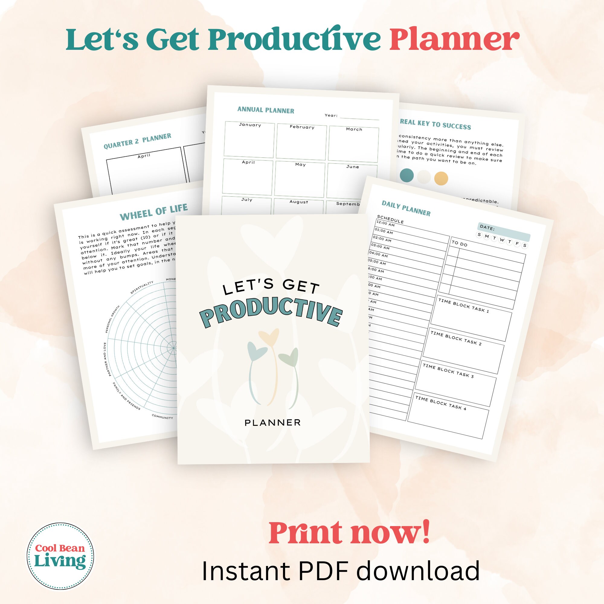 Printable Productivity Planner Time Management Tracking Daily and ...