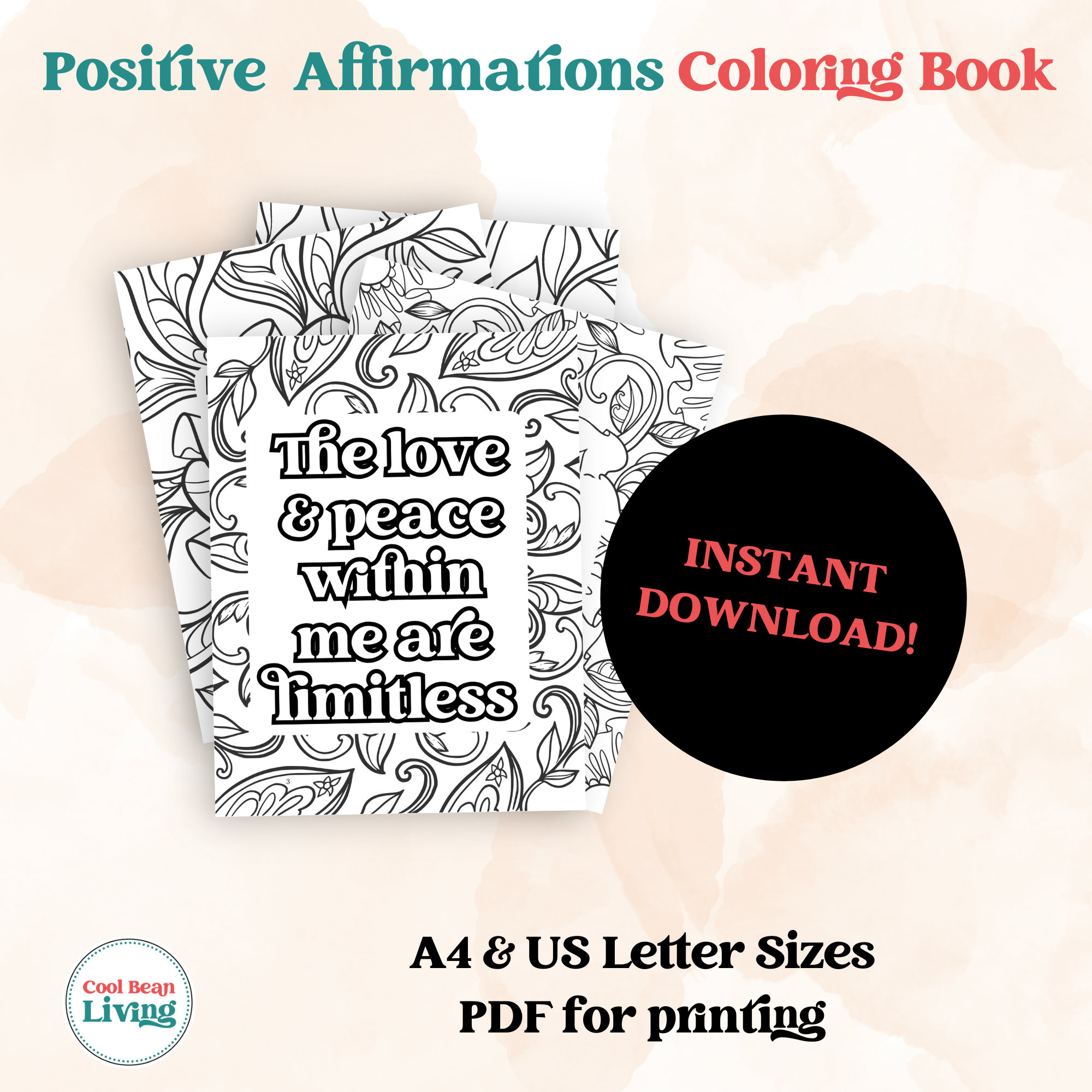 Positive Affirmations Coloring Book | Adult Color Pages for ...