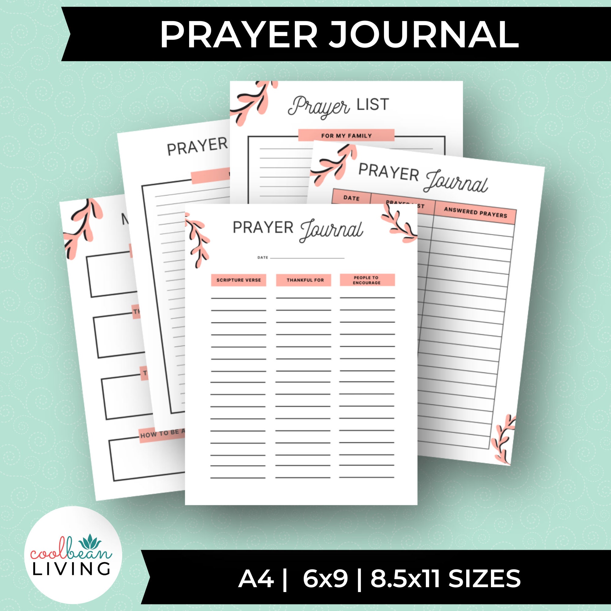 Printable Devotional Prayer Journal Christian Scripture Bible Study and ...