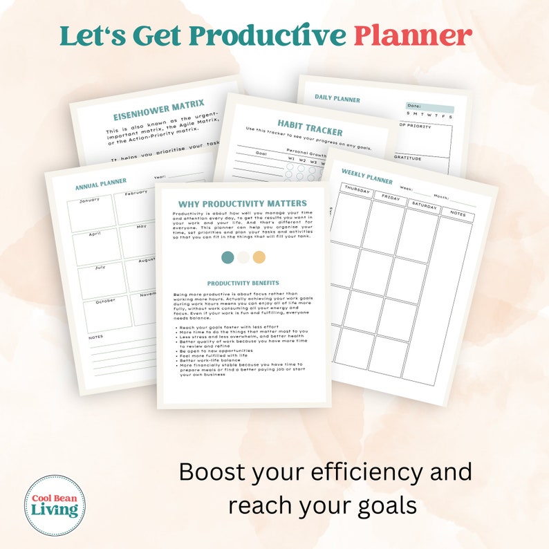Printable Productivity Planner | Time Management Tracking | Daily and ...