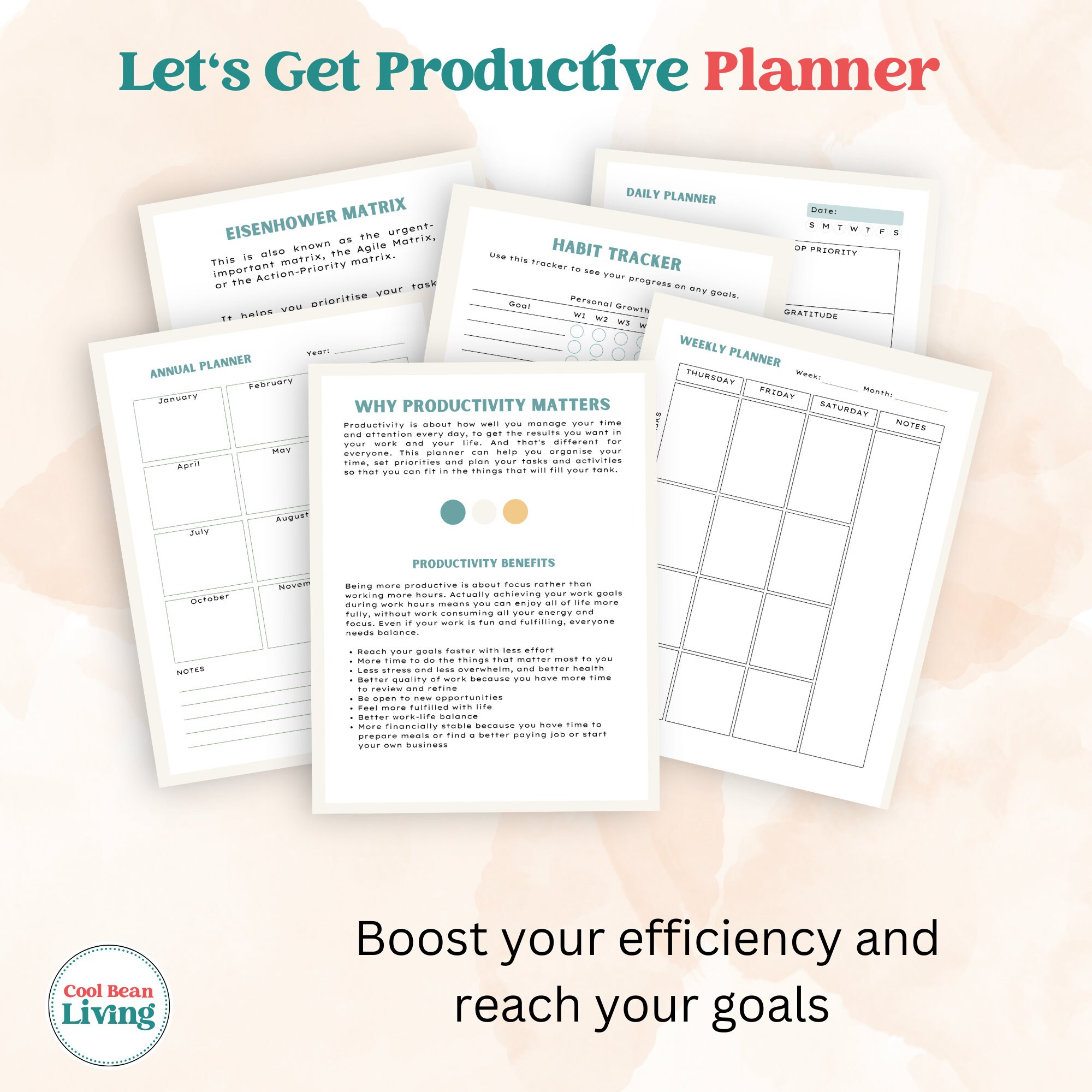 Printable Productivity Planner | Time Management Tracking | Daily and ...