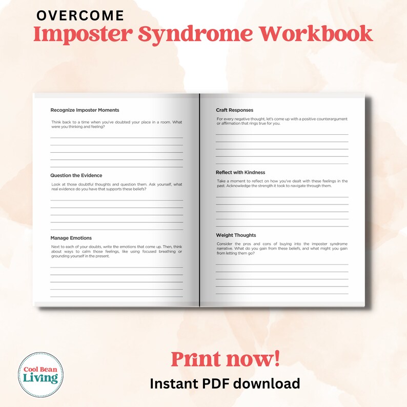 Printable Overcome Imposter Syndrome Workbook Worksheets for Healing ...