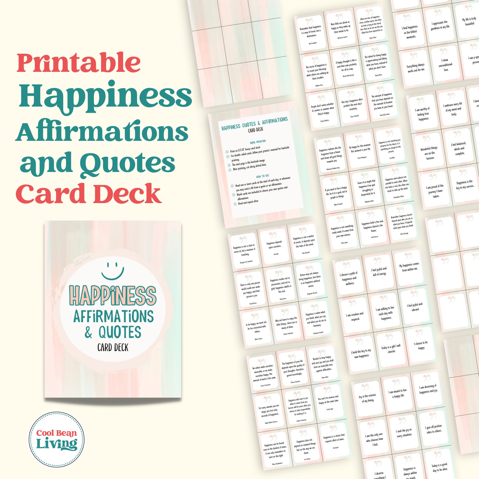 Build Happiness Quotes and Affirmations Cards Print at Home - Etsy