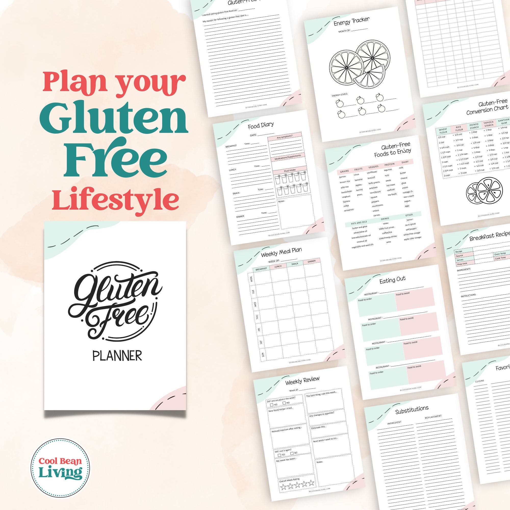 Gluten-free Planner | Printable IBS and Celiac Journal | Food Tracking ...